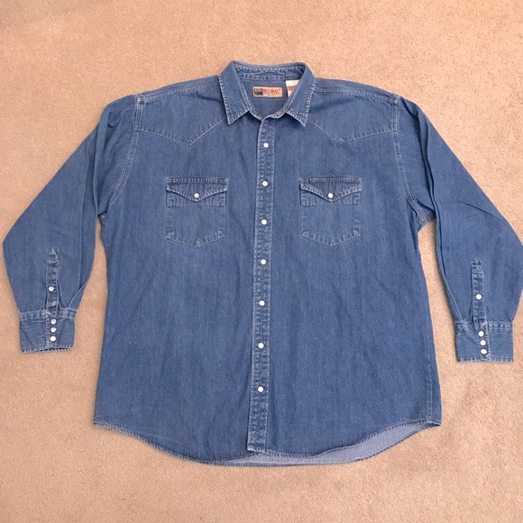 Big Mac | Shirts | Big Mac Workwear Mens Long Sleeve Denim Shirt 3xlt ...